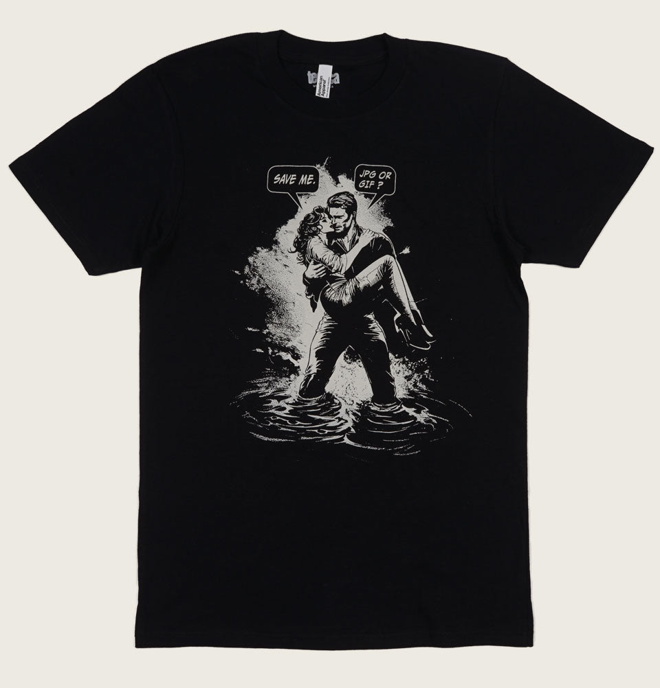 T-shirt design save me Black Graphic Tee Shirt - Tees.ca